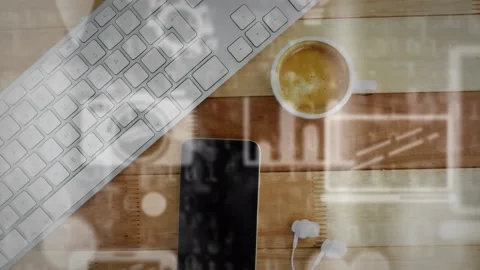 Animation of icons and data processing o... | Stock Video | Pond5