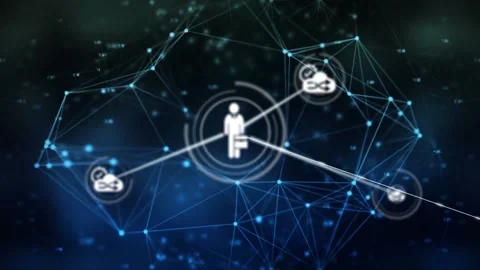 Animation of icons and network of connec... | Stock Video | Pond5
