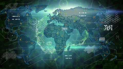 Animation of icons, brain, world map and... | Stock Video | Pond5