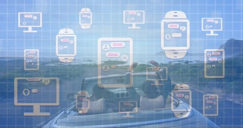 Animation of icons of communication devi... | Stock Video | Pond5