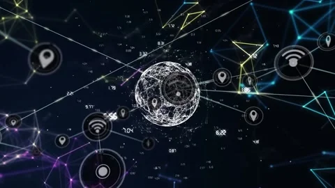 Animation of icons connected by lines, g... | Stock Video | Pond5