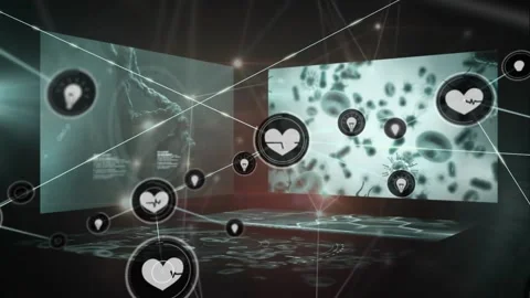 Animation of icons connected with lines ... | Stock Video | Pond5