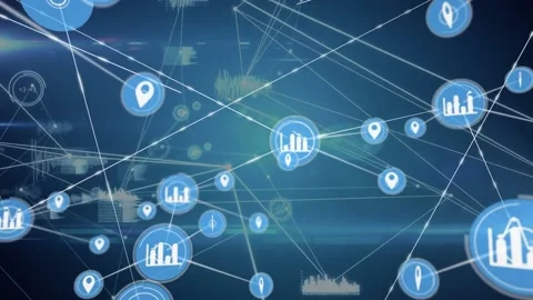 Animation of icons connected with lines ... | Stock Video | Pond5