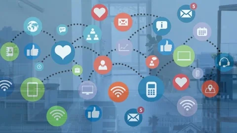 Animation of icons connected with lines ... | Stock Video | Pond5