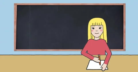 Animation of illustration of schoolgirl ... | Stock Video | Pond5