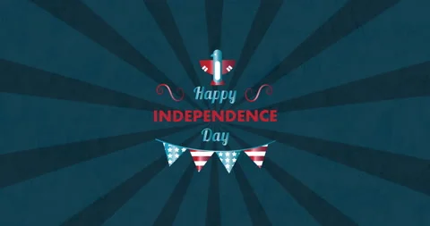 Animation of independence day text on bl... | Stock Video | Pond5