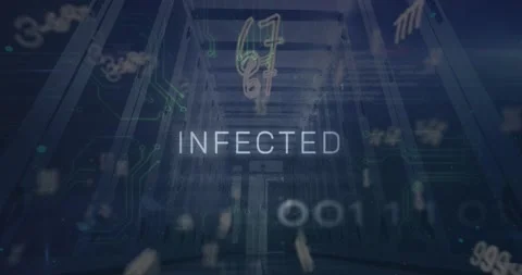 Animation of infected text, binary codes... | Stock Video | Pond5