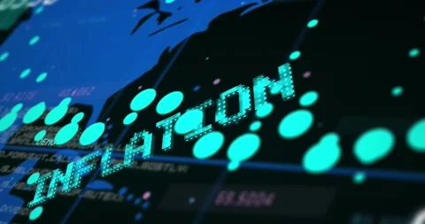 Animation of inflation text in blue over... | Stock Video | Pond5