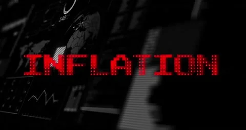 Animation of inflation text in red over ... | Stock Video | Pond5