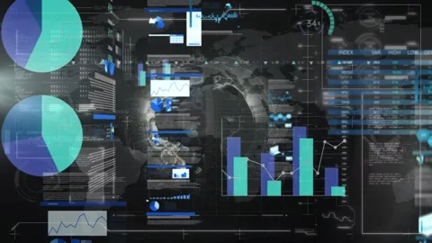 Animation of infographic interface over ... | Stock Video | Pond5
