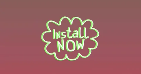 Animation of install now text over cloud... | Stock Video | Pond5