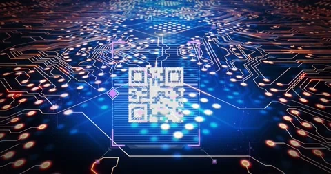 Animation of integrated circuit and qr c... | Stock Video | Pond5