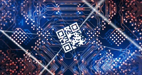Animation of integrated circuit and qr c... | Stock Video | Pond5