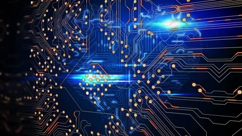 Animation of integrated circuit, lights ... | Stock Video | Pond5