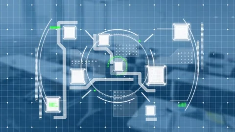 Animation of integrated circuit over off... | Stock Video | Pond5