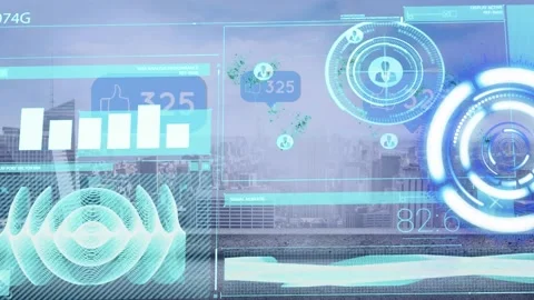 Animation of interface with data process... | Stock Video | Pond5