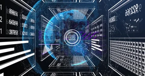 Animation of interface with data process... | Stock Video | Pond5