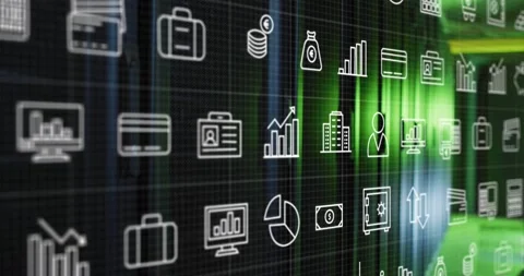 Animation of interface with multiple dig... | Stock Video | Pond5