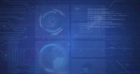 Animation of interface with round scanne... | Stock Video | Pond5