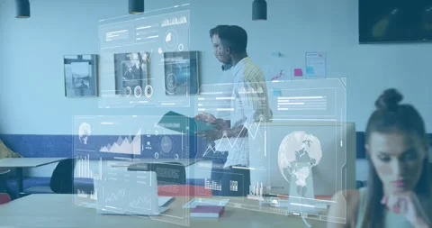 Animation of interface with statistical ... | Stock Video | Pond5