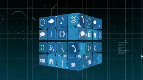 Animation of internet icons and symbols ... | Stock Video | Pond5