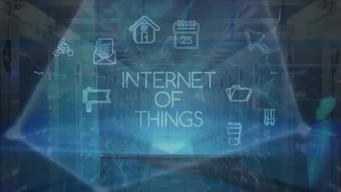 Animation of internet of things text and... | Stock Video | Pond5