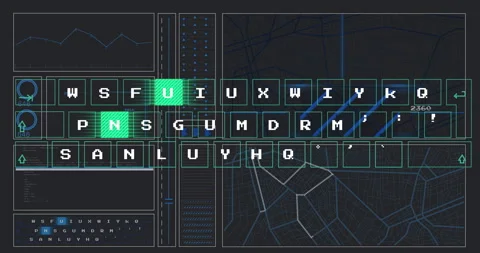 Animation of keyboard layout over data g... | Stock Video | Pond5