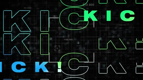 Animation of kick in green and blue text... | Stock Video | Pond5
