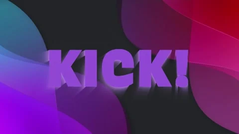 Animation of kick text and shapes on bla... | Stock Video | Pond5