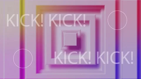 Animation of kick text over shapes on pu... | Stock Video | Pond5