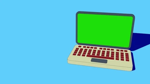 Animation of laptop computer with green ... | Stock Video | Pond5