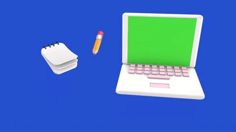 Animation of a laptop, notepad and penci... | Stock Video | Pond5