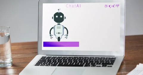 Animation of laptop screen with ai chatb... | Stock Video | Pond5