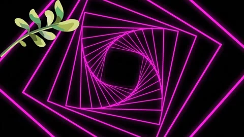 Animation of leaf and pink linear shapes... | Stock Video | Pond5