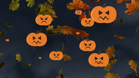 Animation of leaves falling over pumpkin... | Stock Video | Pond5