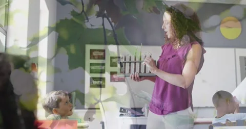 Animation of leaves over diverse female ... | Stock Video | Pond5