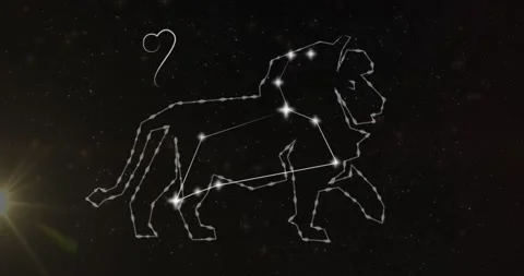 Animation of leo star sign on clouds of ... | Stock Video | Pond5