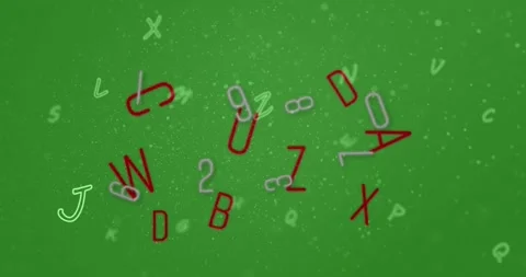 Animation of letters and numbers on gree... | Stock Video | Pond5