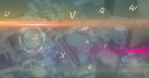 Animation of letters, lens flares, digit... | Stock Video | Pond5