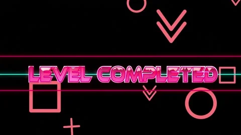 Animation of level completed text and sh... | Stock Video | Pond5