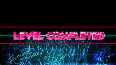 Animation of level completed text over n... | Stock Video | Pond5
