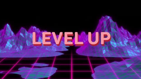 Animation of level up text and abstract ... | Stock Video | Pond5