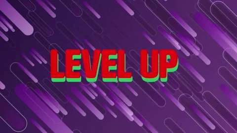 Animation of level up text banner over l... | Stock Video | Pond5