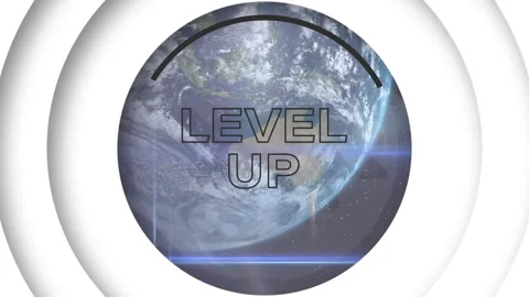 Animation of level up text in black circ... | Stock Video | Pond5
