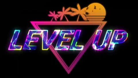 Animation of level up text in glowing le... | Stock Video | Pond5