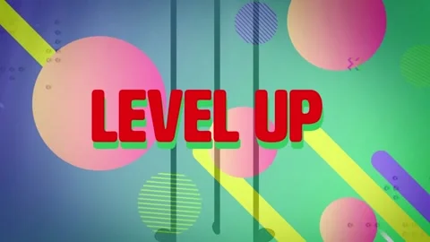 Animation of level up text over abstract... | Stock Video | Pond5