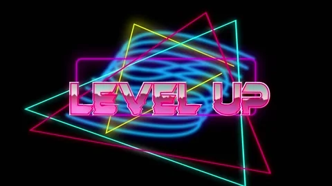 Animation of level up text over light tr... | Stock Video | Pond5