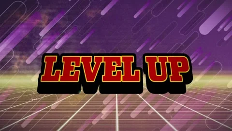 Animation of level up text over lines on... | Stock Video | Pond5