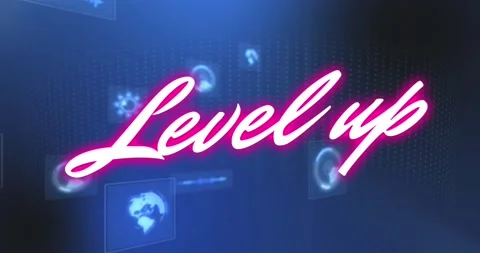 Animation of level up text over scope sc... | Stock Video | Pond5