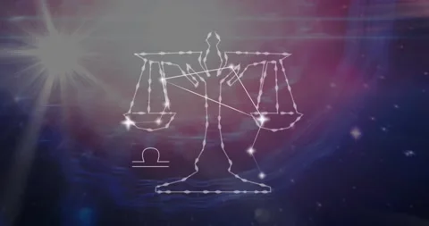 Animation of libra star sign on clouds o... | Stock Video | Pond5